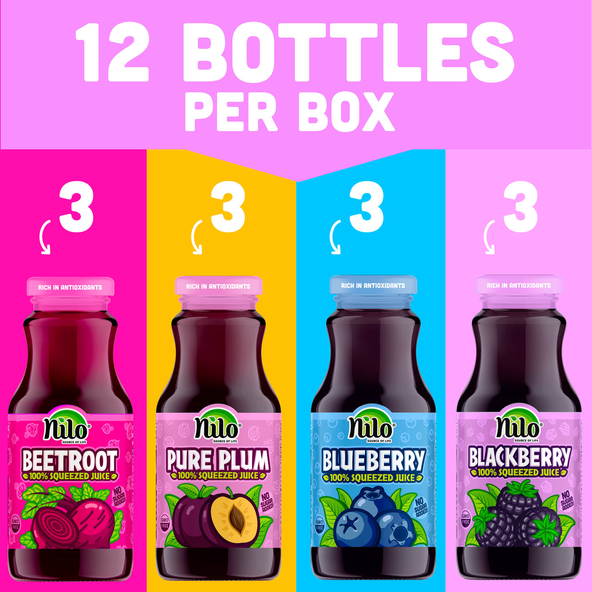 Nilo® NILO Variety Pack | 100% Squeezed Juice 8.45 oz (12 PACK)